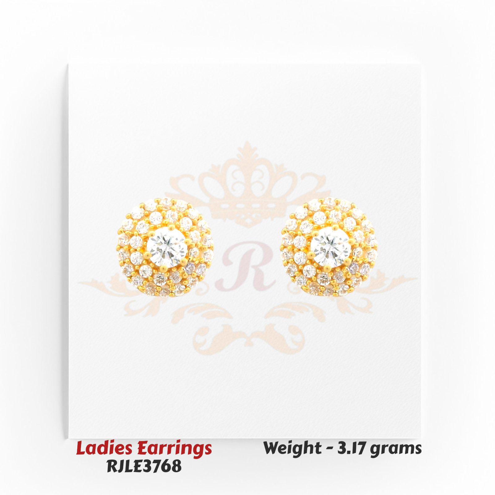 22kt Gold Ladies Earrings – Dome Diamond Cluster Design – 3.17 gm (RJL ...